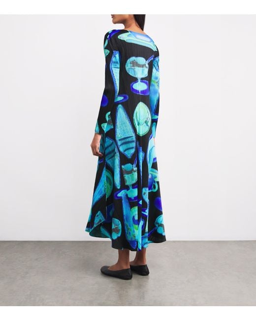 Pleats Please Issey Miyake Thermal Foods Maxi Dress in Blue | Lyst