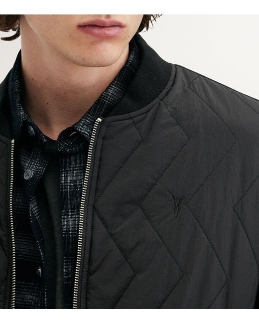 AllSaints Tyk Quilted Bomber Jacket in Black for Men | Lyst
