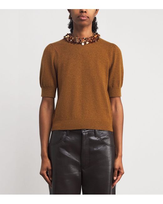 Ulla Johnson Cashmere Sequinned Liv Sweater in Brown | Lyst UK