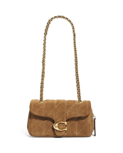 COACH Quilted Suede Tabby Shoulder Bag in Natural | Lyst