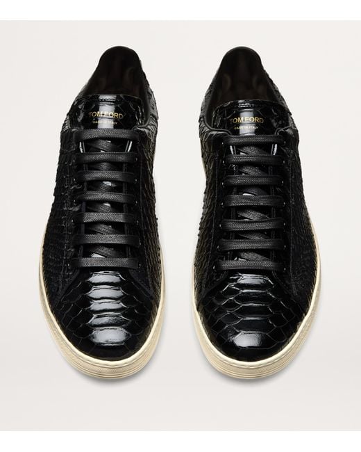 Tom Ford Patent Python Warwick Sneakers in Black for Men | Lyst