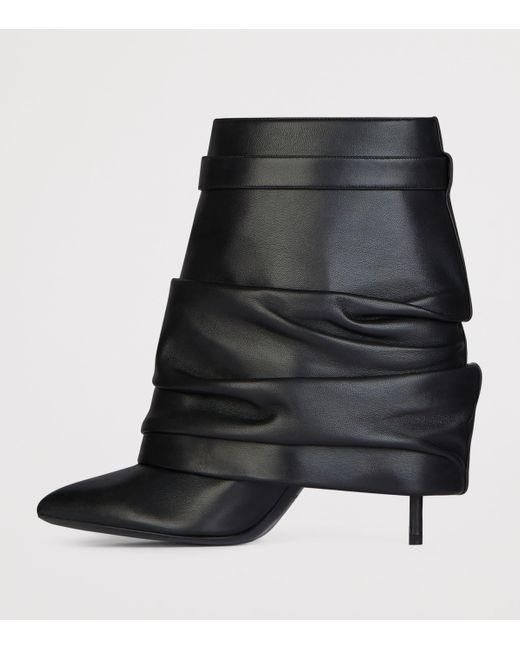 Givenchy Leather Scrunched Shark Lock Heeled Ankle Boots 100 in Black ...