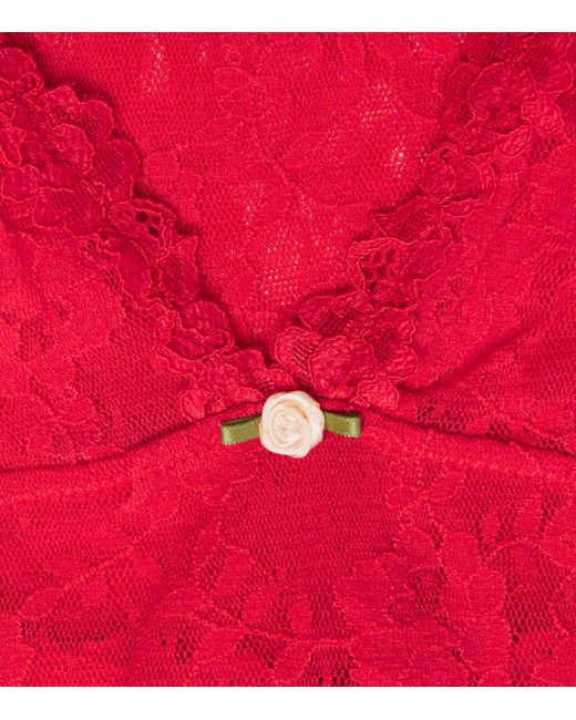 Skims Stretch Lace Cami And Thong Set in Red | Lyst UK