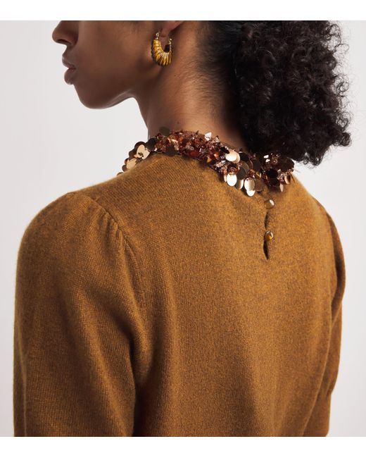 Ulla Johnson Cashmere Sequinned Liv Sweater in Brown | Lyst UK