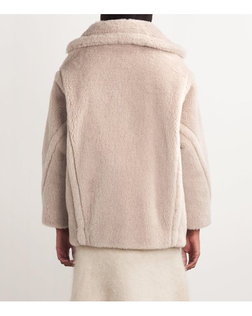 Max Mara Short Teddy Bear Icon Coat in Natural | Lyst