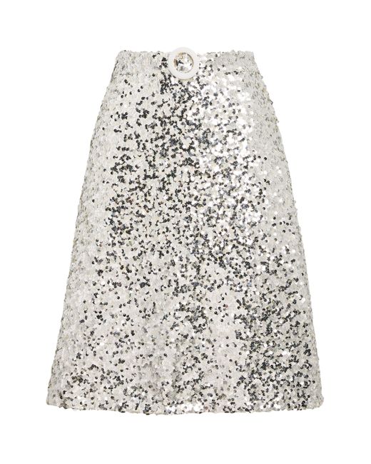 Edeline Lee Sequin Crusader Midi Skirt in White | Lyst UK
