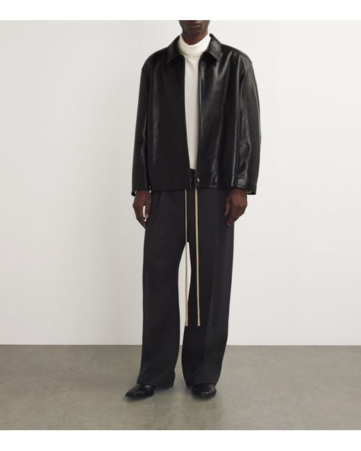 Fear Of God Rider Leather Jacket in Black for Men | Lyst