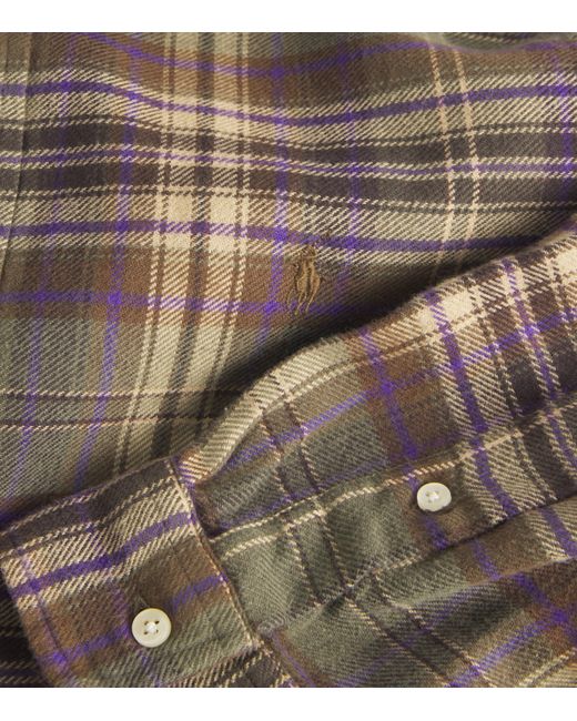 Polo Ralph Lauren Flannel Work Shirt in Brown for Men | Lyst