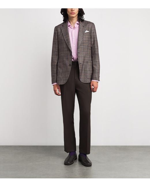 Paul Smith Wool-Silk-Cashmere Check Blazer in Blue for Men | Lyst UK