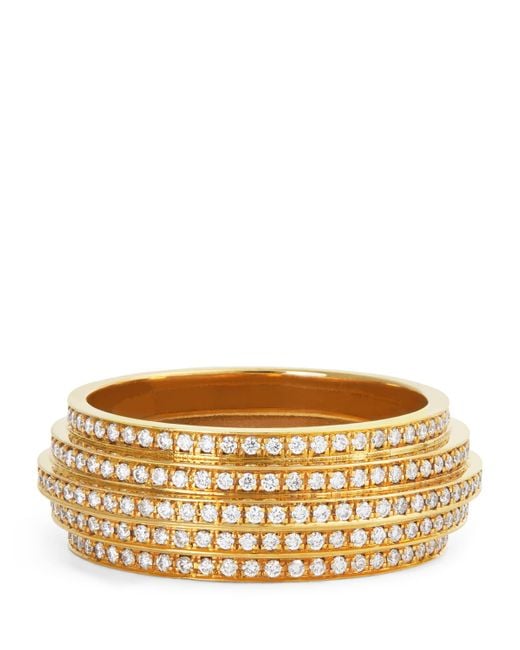 Azlee And Diamond Staircase 5-Tier Ring in Metallic | Lyst