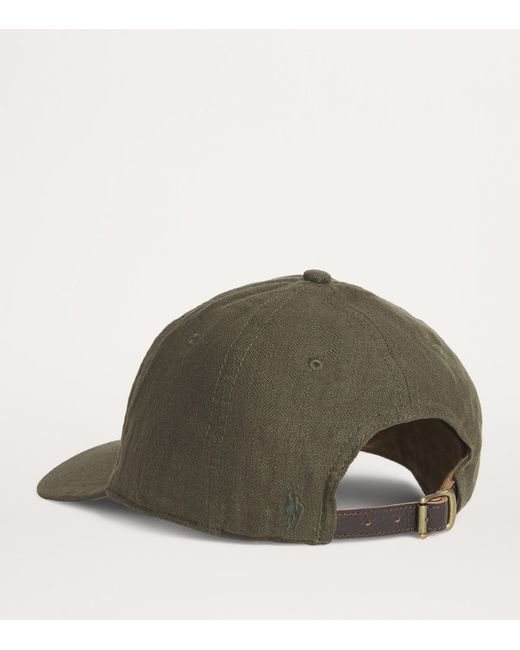 Polo Ralph Lauren Linen Herringbone Baseball Cap in Green for Men | Lyst