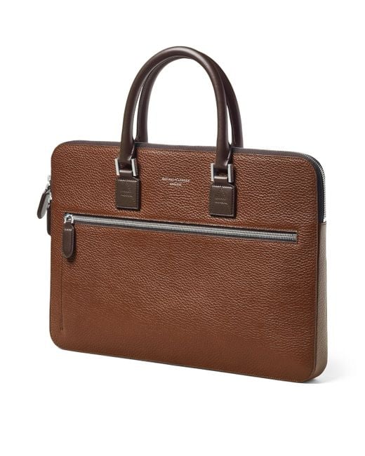 Aspinal of London Leather Connaught Briefcase in Brown for Men | Lyst