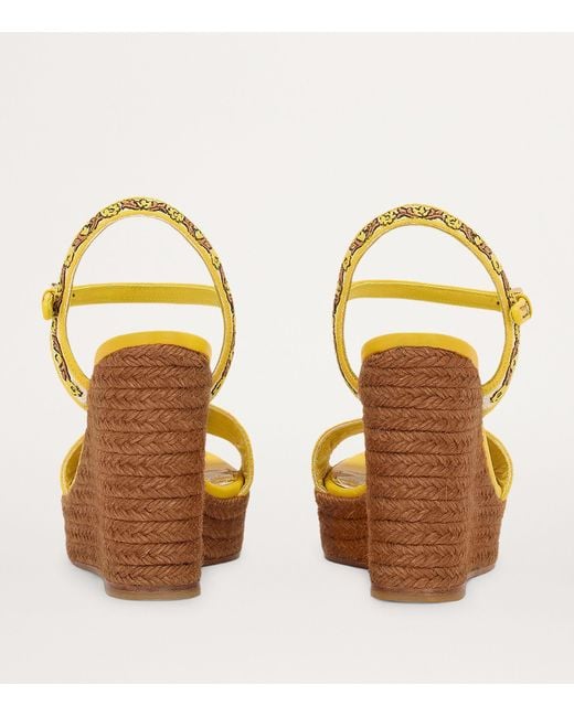 Dolce & Gabbana Embroidered-Logo Wedge Sandals in Brown | Lyst