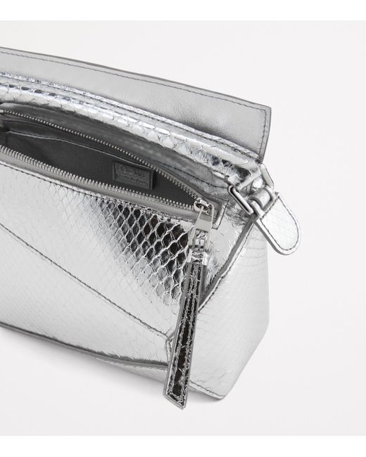 Loewe Exclusive Mini Python Skin Puzzle Edge Top-Handle Bag in Metallic ...