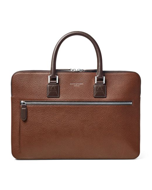 Aspinal of London Leather Connaught Briefcase in Brown for Men | Lyst