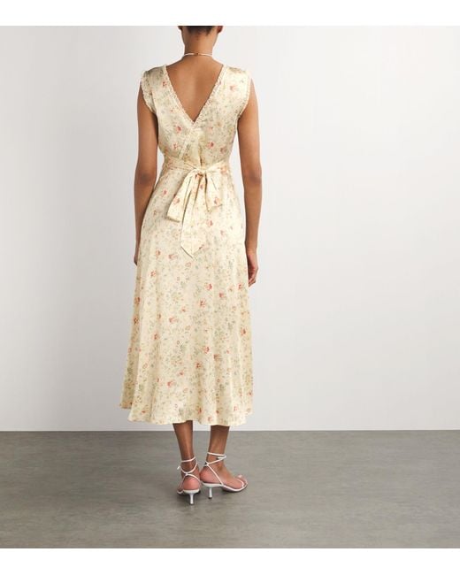 Doen Silk Floral Tahlia Midi Dress in Metallic | Lyst