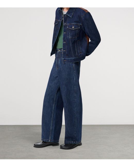 Loewe Leather-Denim Hybrid Jacket in Blue for Men | Lyst UK
