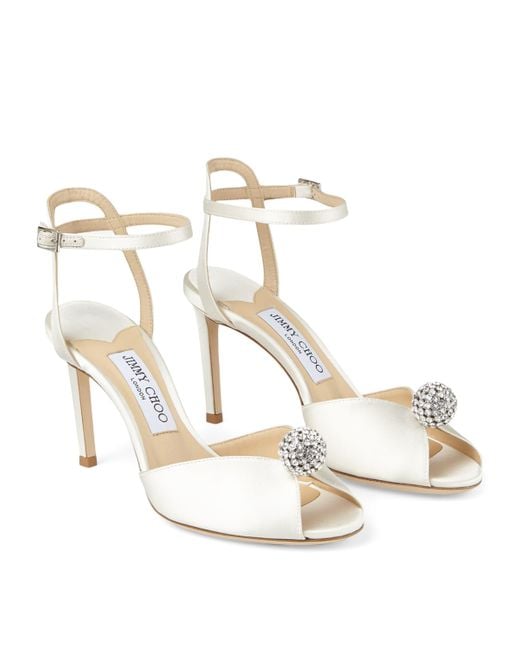 Jimmy Choo Sacora 85 Satin Sandals in White | Lyst