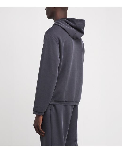 Emporio Armani Stripe Logo Hoodie in Blue for Men | Lyst UK