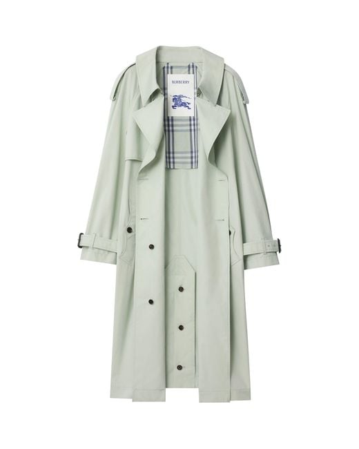 Burberry Cotton Canvas Fitzrovia Trench Coat in White | Lyst UK