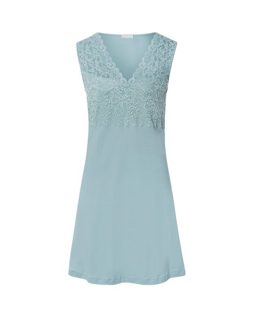 Hanro Cotton Lace-Trim Moments Nightdress in Blue | Lyst