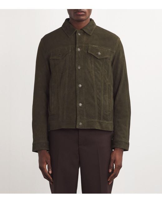 Polo Ralph Lauren Suede Trucker Jacket in Green for Men | Lyst