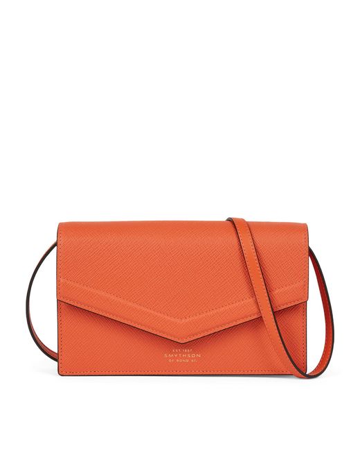 Smythson Panama Leather Envelope Cross-body Bag in Orange | Lyst