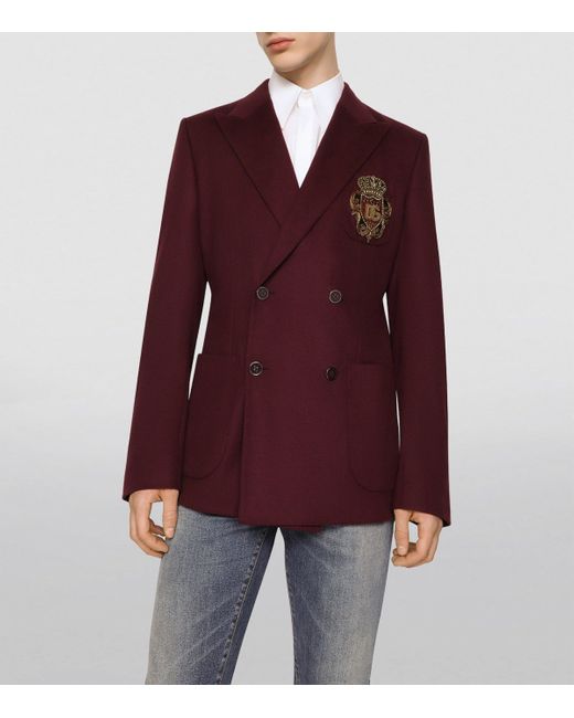 Dolce & Gabbana Wool-Cashmere Dg Patch Jacket in Purple for Men | Lyst