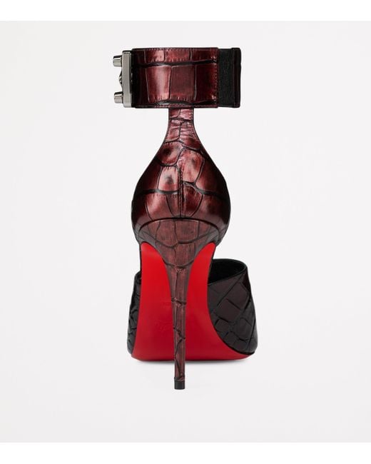 Christian Louboutin Lock Me Up Embossed Leather Sandals 100 in Brown | Lyst