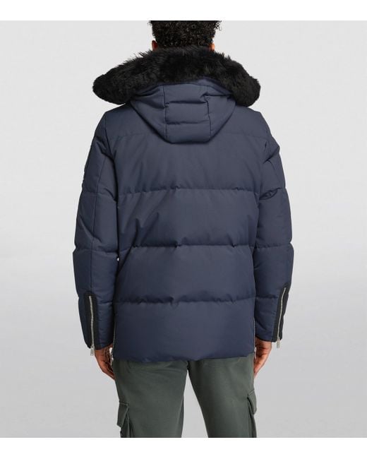 Moose Knuckles Fur-Trim Cloud Down Jacket in Blue for Men | Lyst