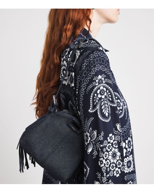Maje Micro Denim Miss M Shoulder Bag in Blue | Lyst