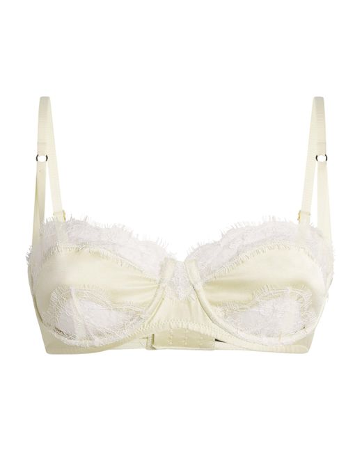 Kiki de Montparnasse Silk-Lace Insert Balconette Bra in White | Lyst