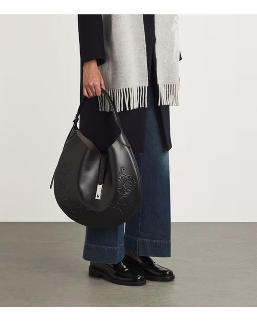 Polo Ralph Lauren Large Leather Polo Id Shoulder Bag in Black | Lyst