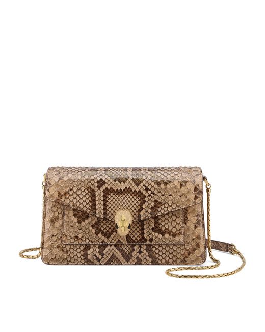 BVLGARI Python Skin Serpenti Forever Cross-Body Bag in Brown | Lyst UK