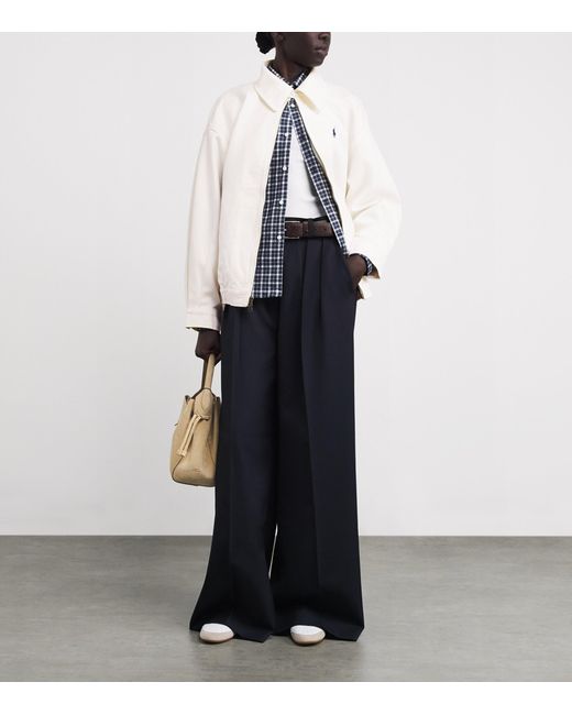 Polo Ralph Lauren Twill Polo Pony Bomber Jacket in White | Lyst UK