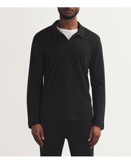 Hanro Wool-Blend Christian Polo Shirt in Black for Men | Lyst
