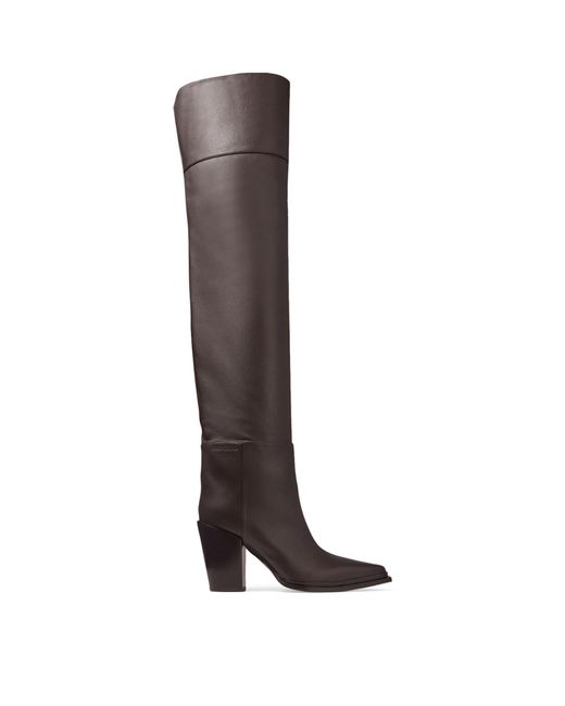Jimmy Choo Cece 80 Leather Over-The-Knee Boots in Brown | Lyst