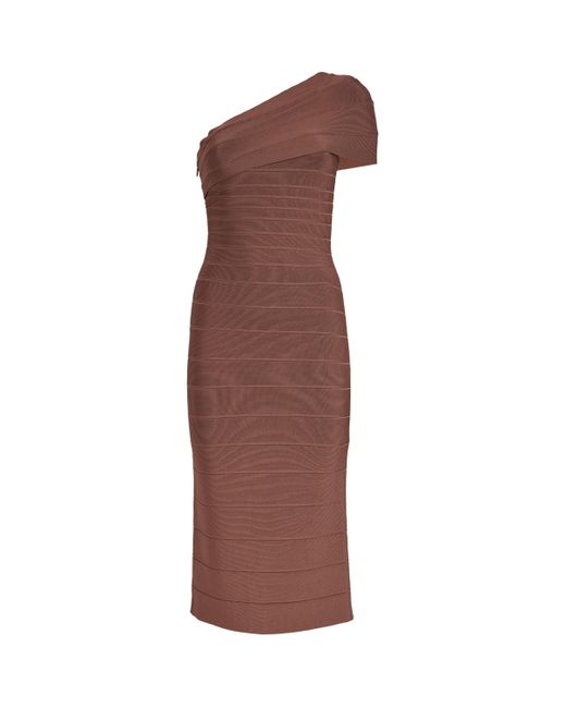 Hervé Léger Abigail Bandage Dress in Brown | Lyst