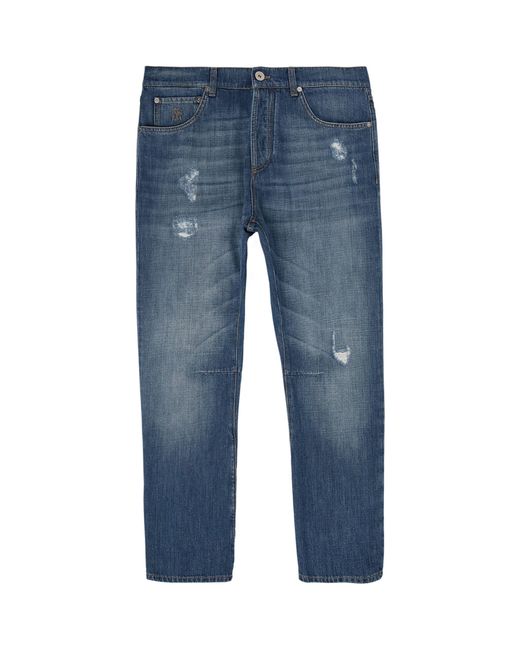 Brunello Cucinelli Slim Cotton Jeans in Blue for Men - Lyst