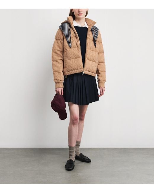 Polo Ralph Lauren Wool-Cashmere Cable-Knit Puffer Jacket in Brown | Lyst UK