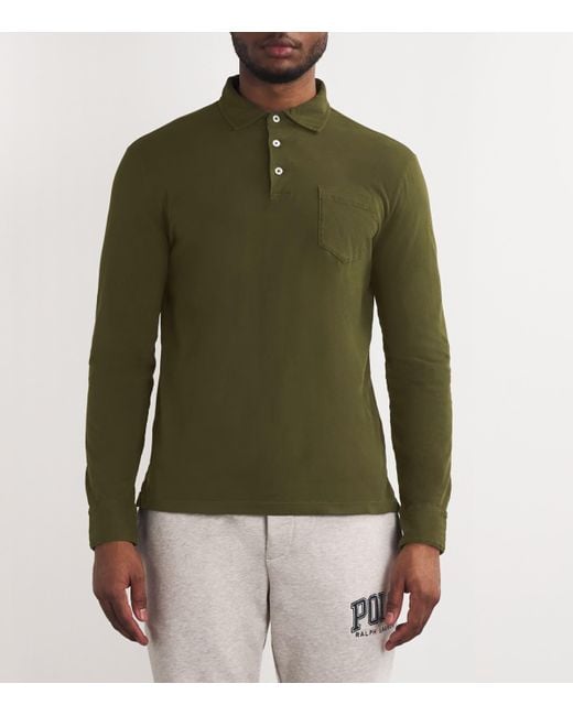 Polo Ralph Lauren Suede Long-Sleeve Polo Shirt in Green for Men | Lyst