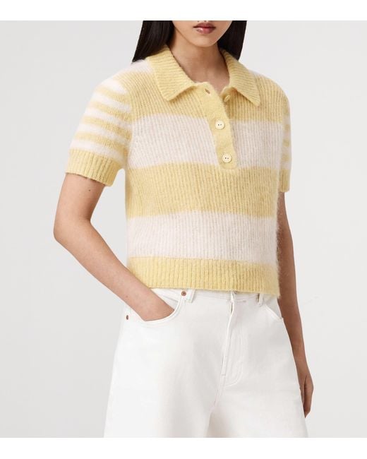 AllSaints Knitted Clem Polo Shirt in Yellow | Lyst