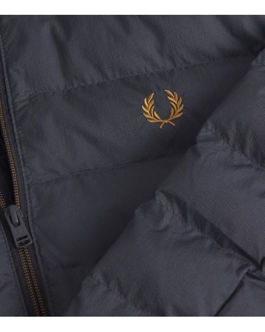 Fred Perry Hooded Puffer Jacket in Blue for Men | Lyst