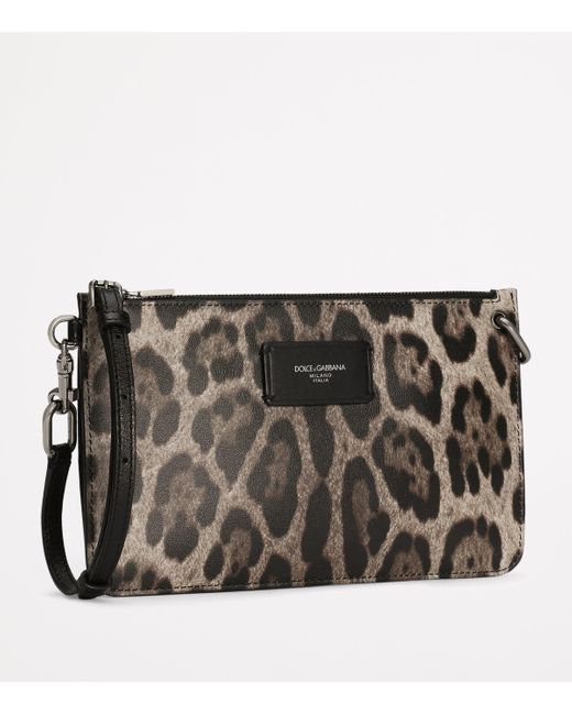 Dolce & Gabbana Calfskin Leopard Pouch in Black for Men | Lyst