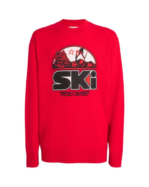 Perfect Moment Merino Logo-Intarsia Adler Sweater in Red for Men | Lyst