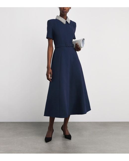 Rebecca Vallance Embellished-Collar Xena Midi Dress in Blue | Lyst UK