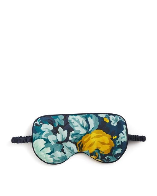 Olivia Von Halle Silk Floral Audrey Eye Mask in Blue | Lyst UK