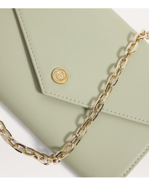 Harrods Smooth Leather Chain Wallet in Green | Lyst