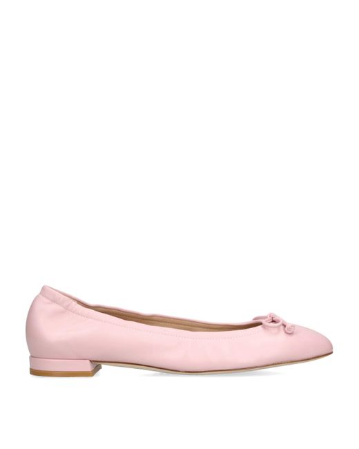Stuart Weitzman Leather Bria Ballet Flats in Pink | Lyst