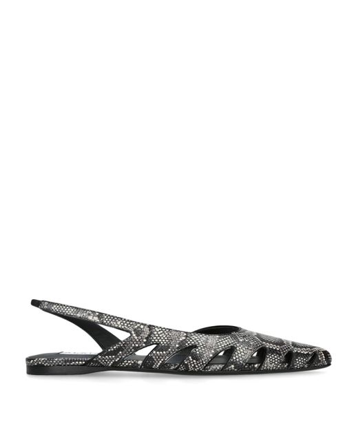 Alaïa Leather Embossed Slingback Flats in White | Lyst UK